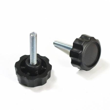 Bouton Molette de Serrage en Plastique NOIR Tête Forme Étoile Diamètre 32 mm-Fileté Acier Zingué ...