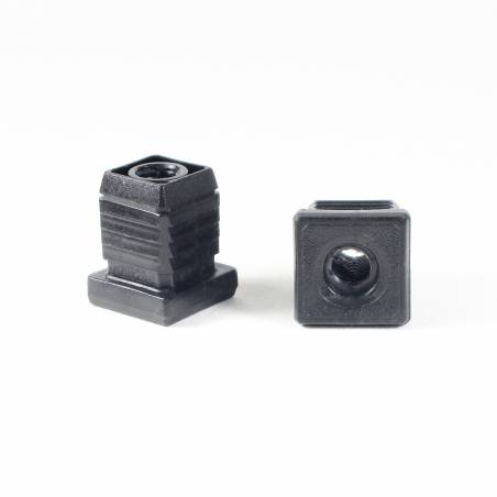 Square M8 threaded ribbed insert for 20 x 20 mm outer dimension square ...