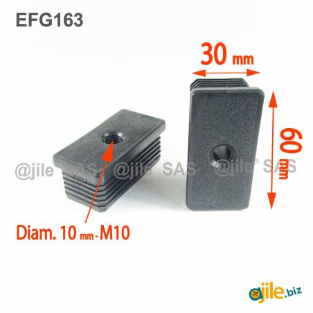 Rectangular M10 threaded ribbed insert for 60 x 30 mm outer dimension ...